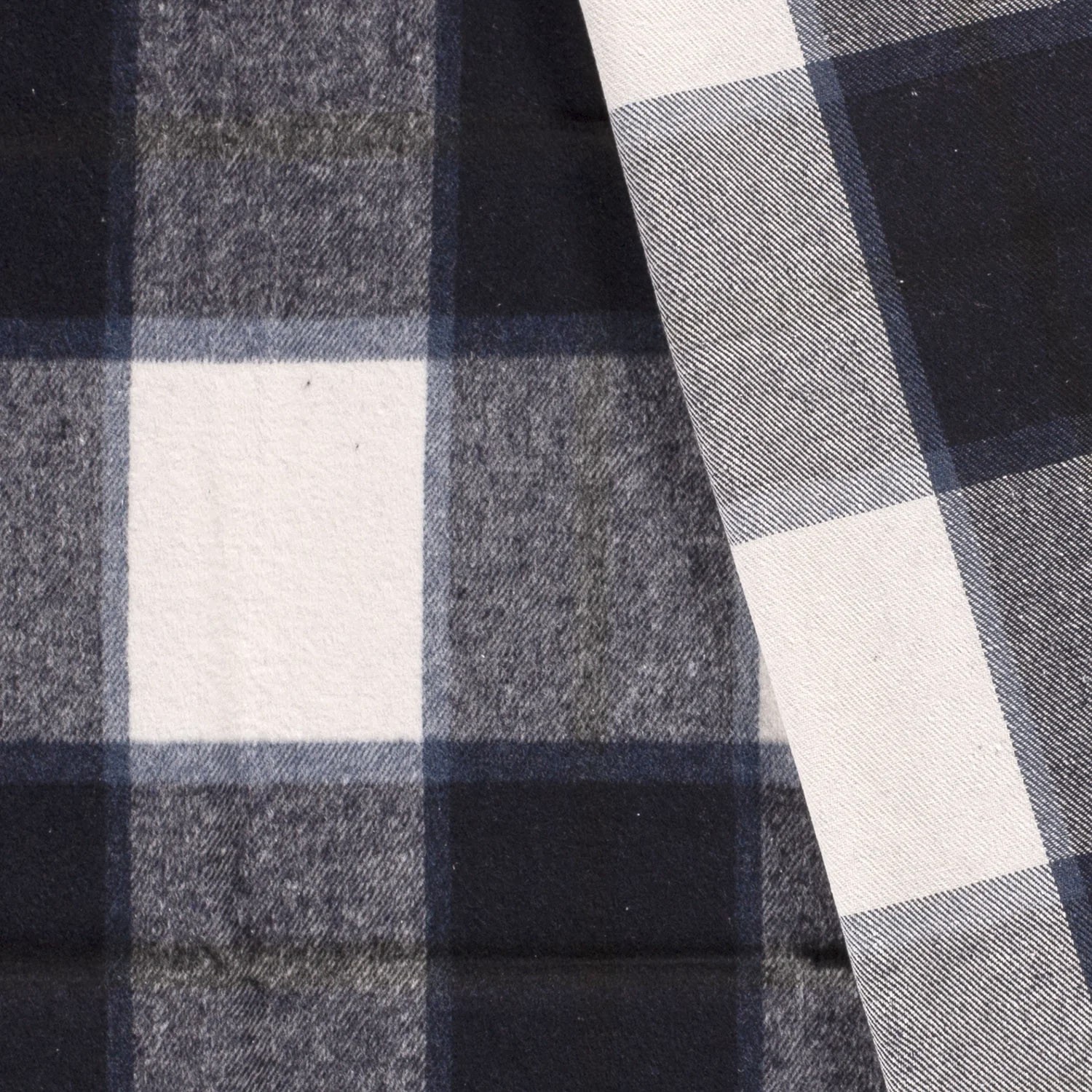 Tissu lainage carreaux marine - La Boutik' Créative de Rives